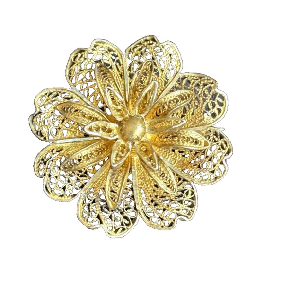 Unbranded | Jewelry | Vintage Filigree Flower Brooch Pin Sterling ...